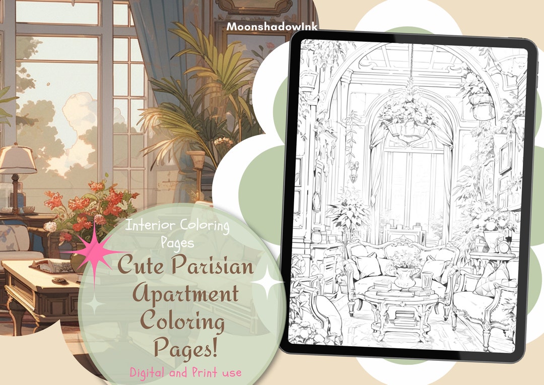 16 Interior Room Coloring Pages, Cute Apartment Coloring Pages, Cozy ...