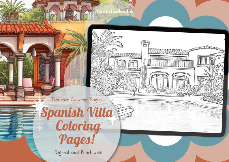 4 Summer Beach Houses Coloring Pages, Cute Summer Architecture Coloring ...