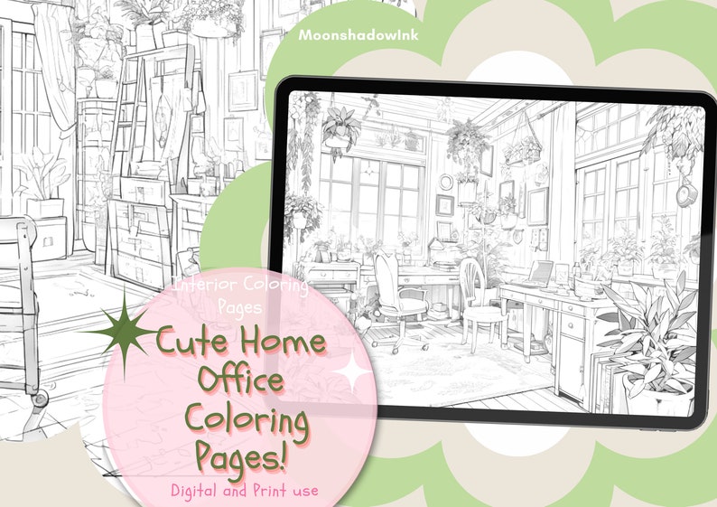 5 Interior Room Coloring Pages, Cute Home Coloring Pages, Cozy Interior ...