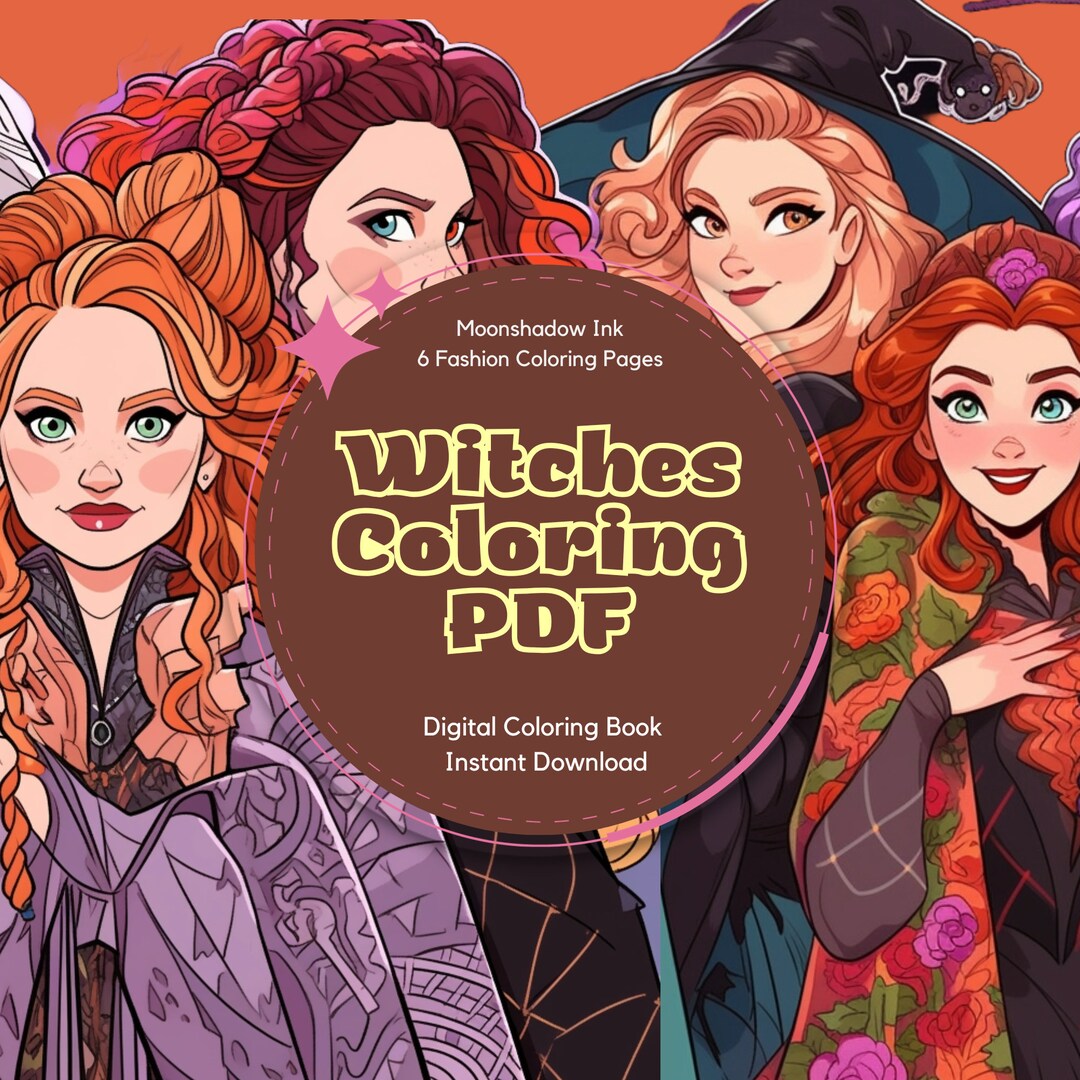 Witch Coloring Pages, Witchy Coloring Book, PDF, Magic Coloring Pages ...