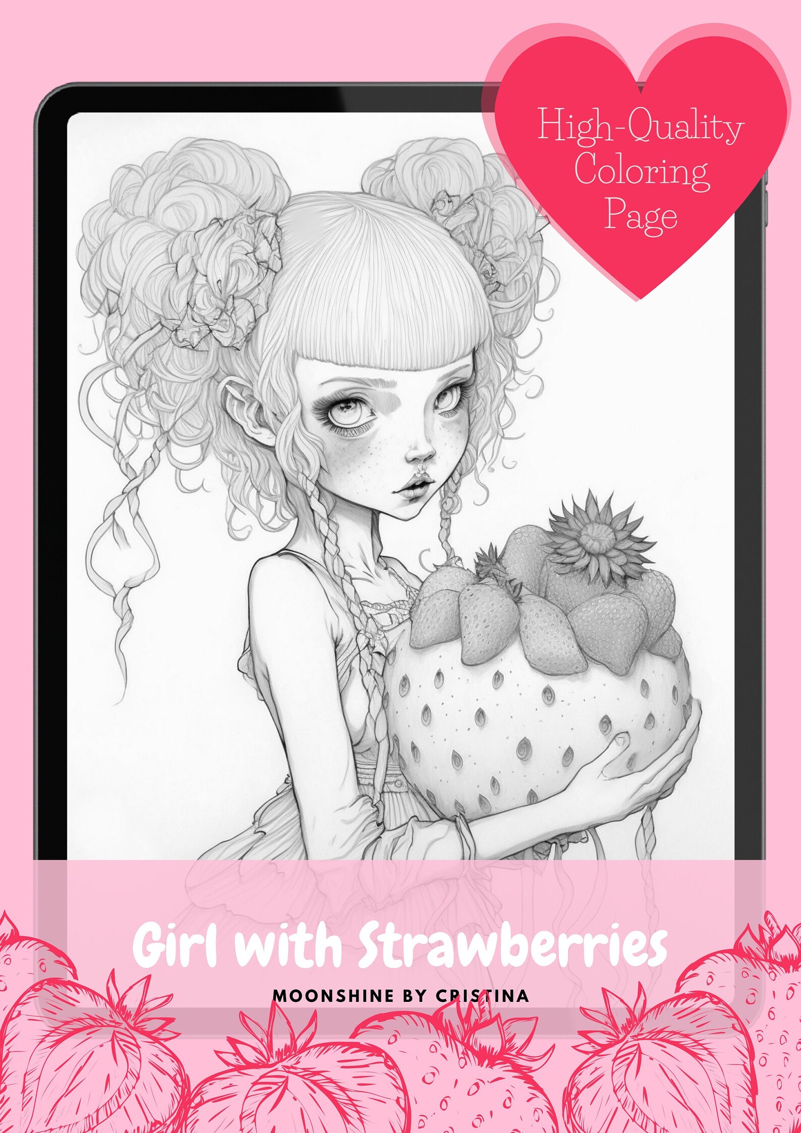 Cute Coloring Page, Coloring Pages, Strawberries Coloring Printable ...