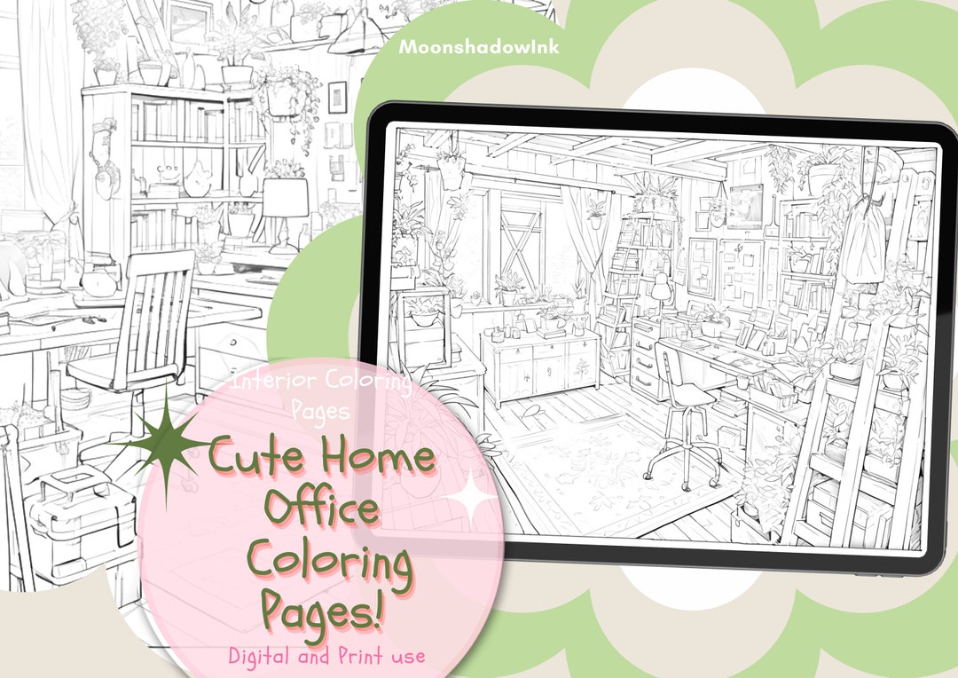 5 Interior Room Coloring Pages, Cute Home Coloring Pages, Cozy Interior ...