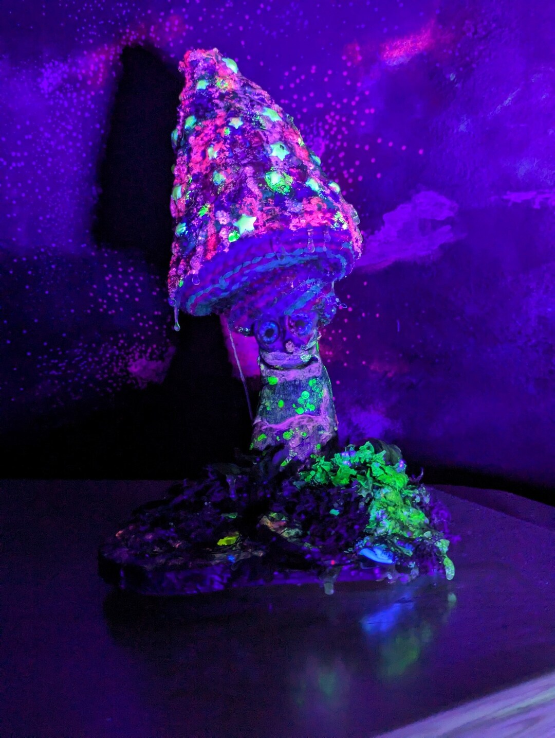 UV Glow in the Dark Night Light Magical Space Shroom Man Celestios the ...