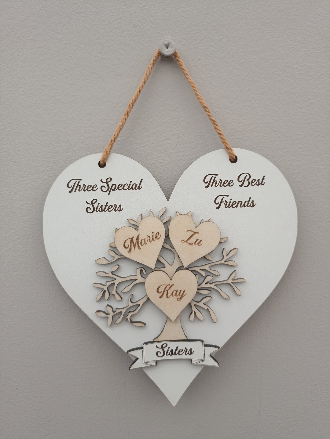 Sentimental Sisters Sign, Wooden Personalised Family Tree, Birthday ...
