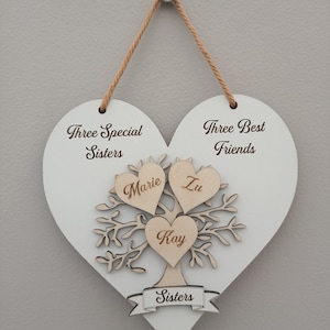 Sentimental Sisters Sign, Wooden Personalised Family Tree, Birthday ...