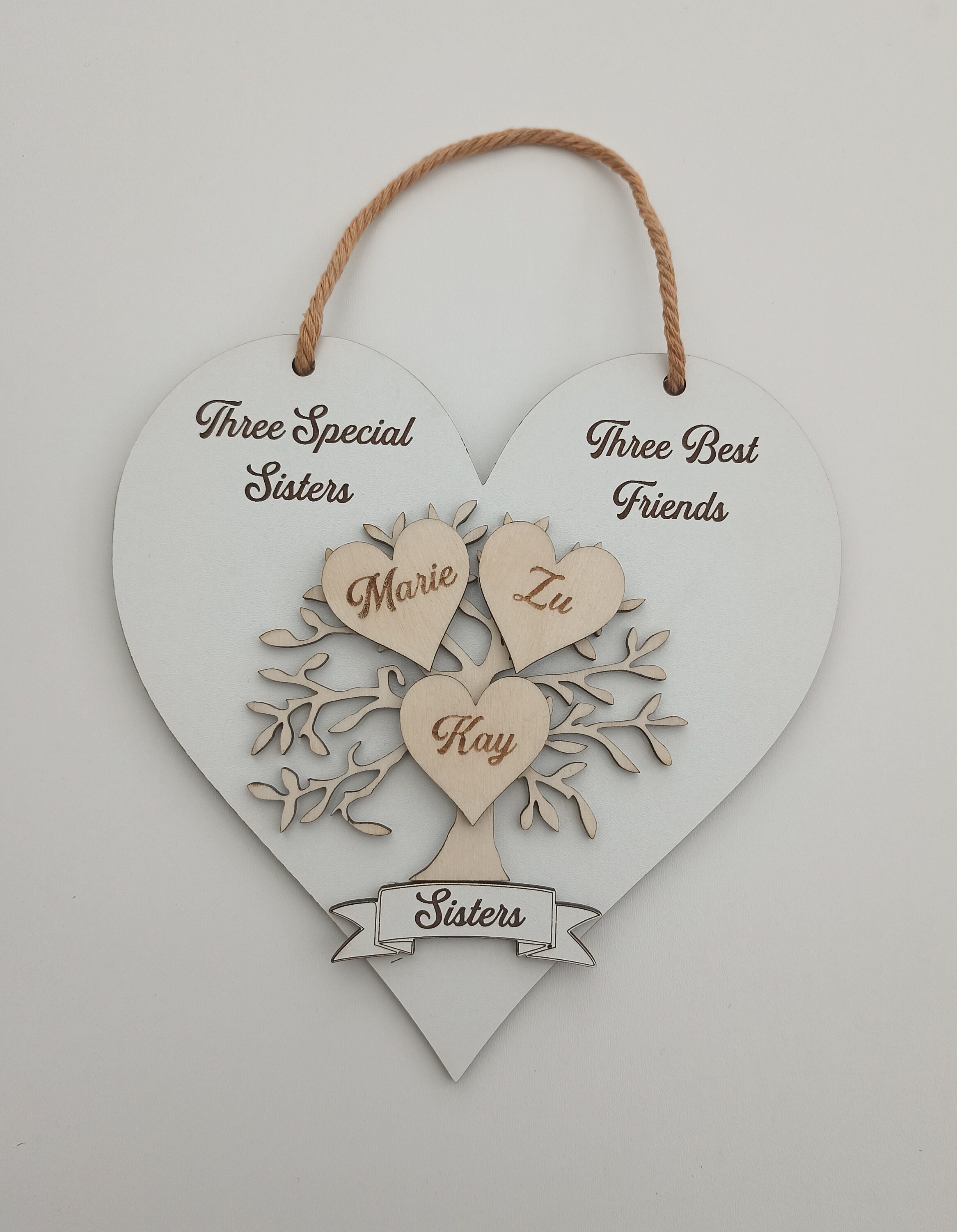 Sentimental Sisters Sign, Wooden Personalised Family Tree, Birthday ...
