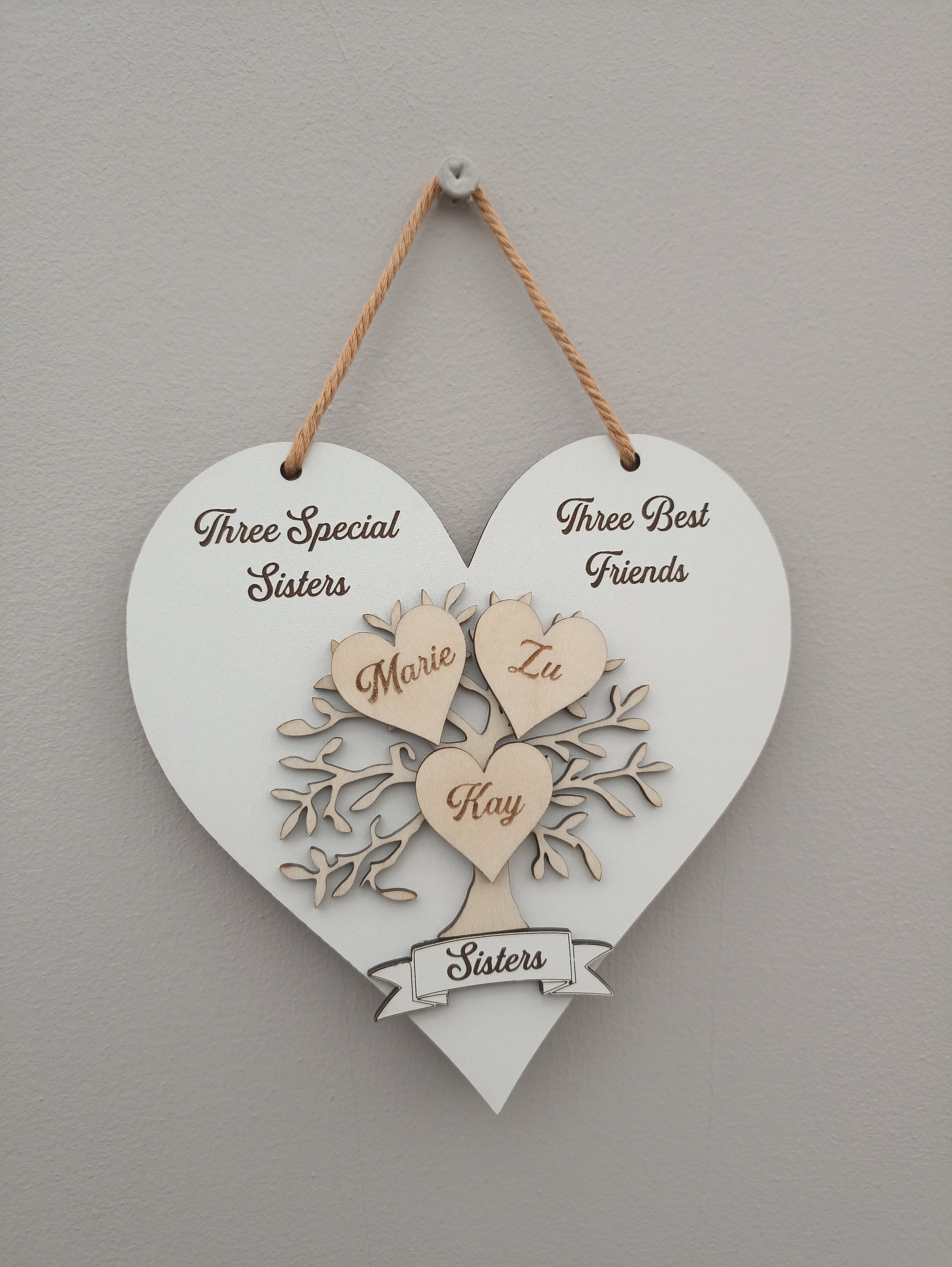 Sentimental Sisters Sign, Wooden Personalised Family Tree, Birthday ...