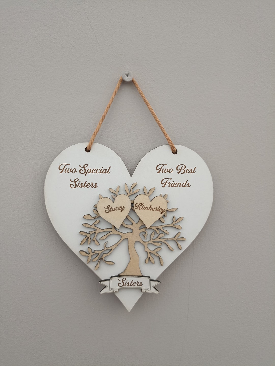 Sentimental Sister Sign, Wooden Personalised Family Tree, Birthday Gift ...
