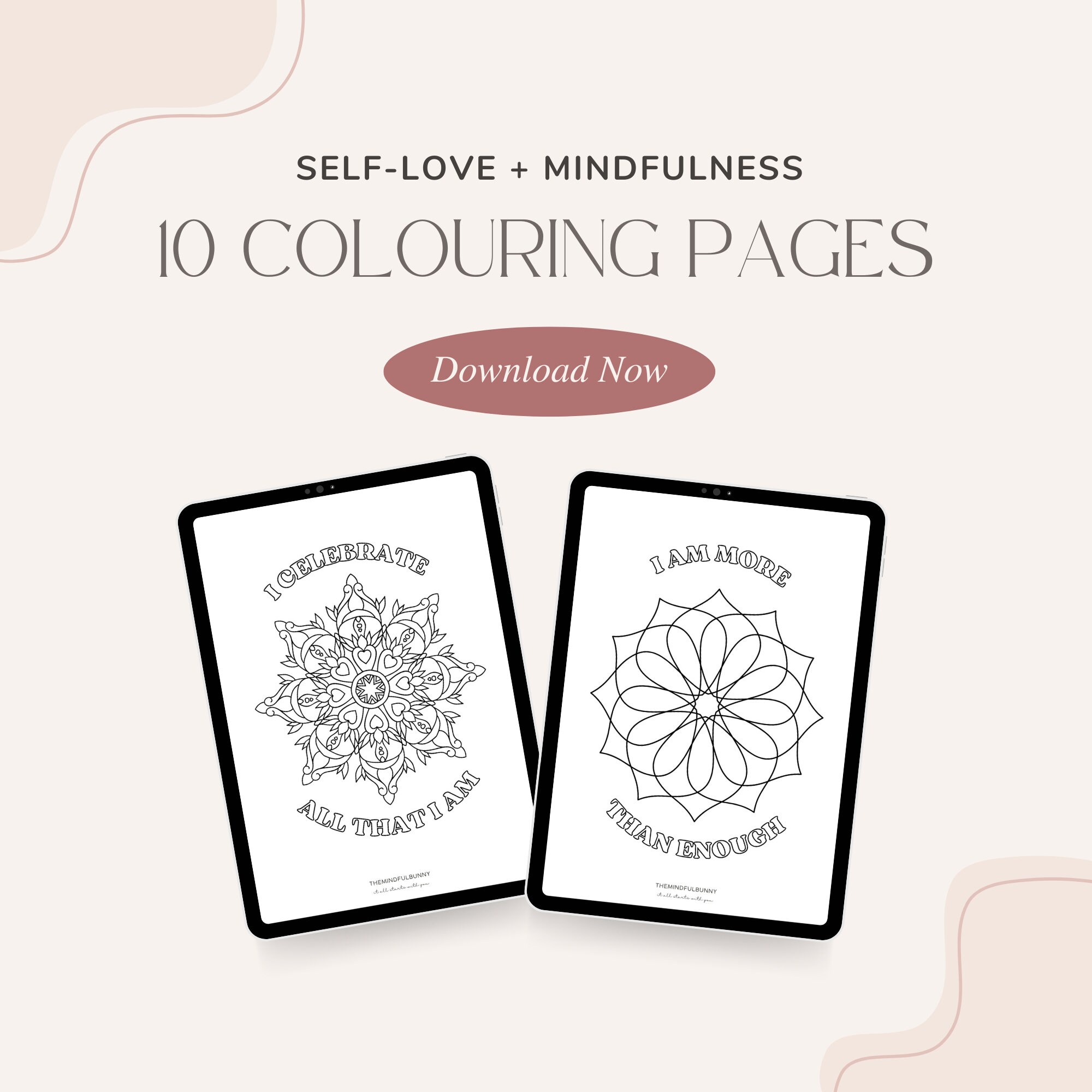 Mandala Themed Self - Love + Mindfulness Colouring Pages - Etsy