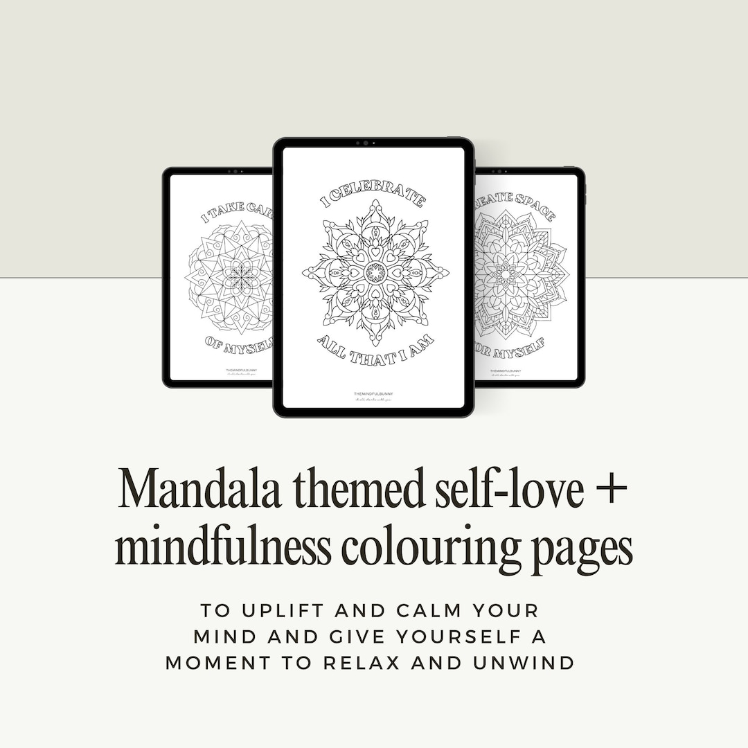 Mandala Themed Self - Love + Mindfulness Colouring Pages - Etsy