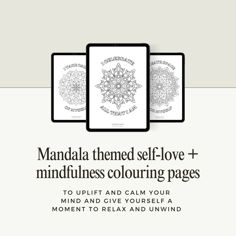 Mandala Themed Self - Love + Mindfulness Colouring Pages - Etsy