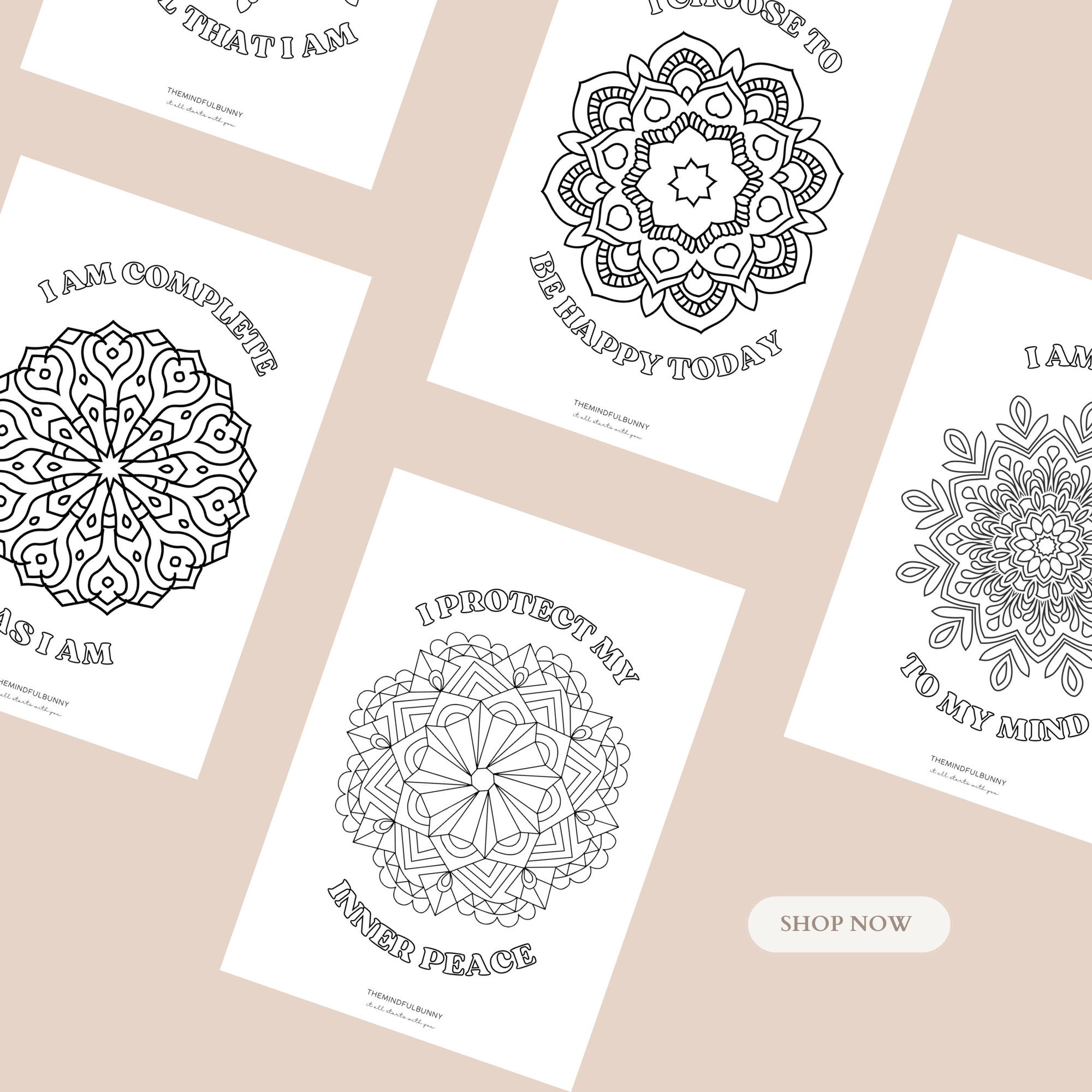 Mandala Themed Self - Love + Mindfulness Colouring Pages - Etsy