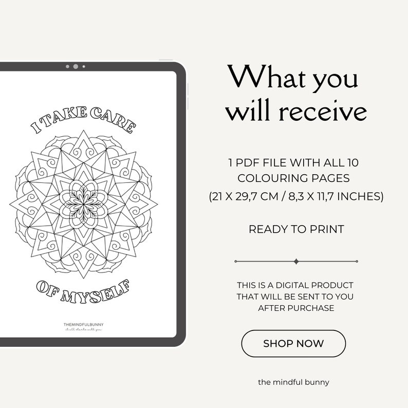 Mandala Themed Self - Love + Mindfulness Colouring Pages - Etsy