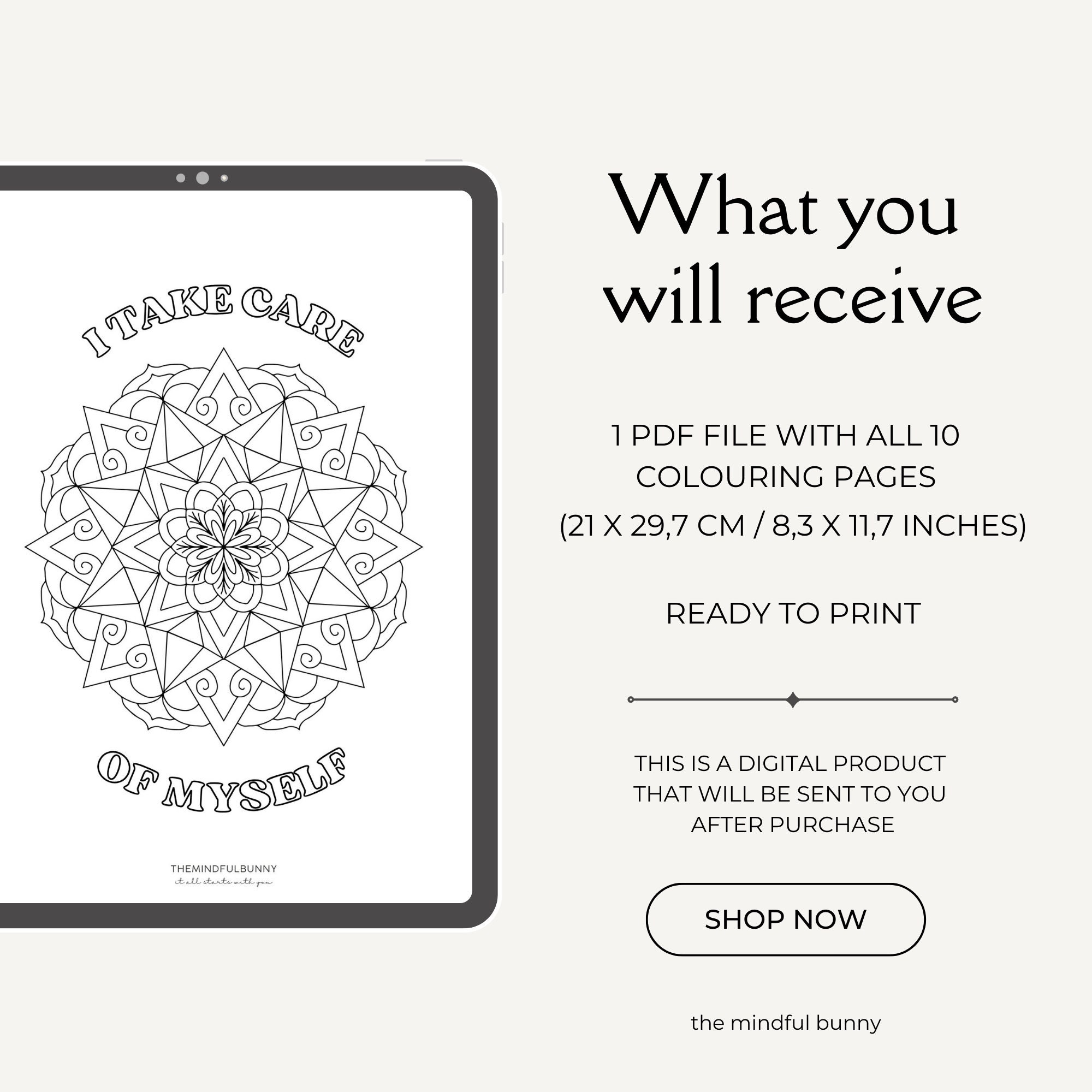 Mandala Themed Self - Love + Mindfulness Colouring Pages - Etsy