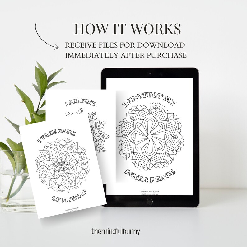 Mandala Themed Self - Love + Mindfulness Colouring Pages - Etsy