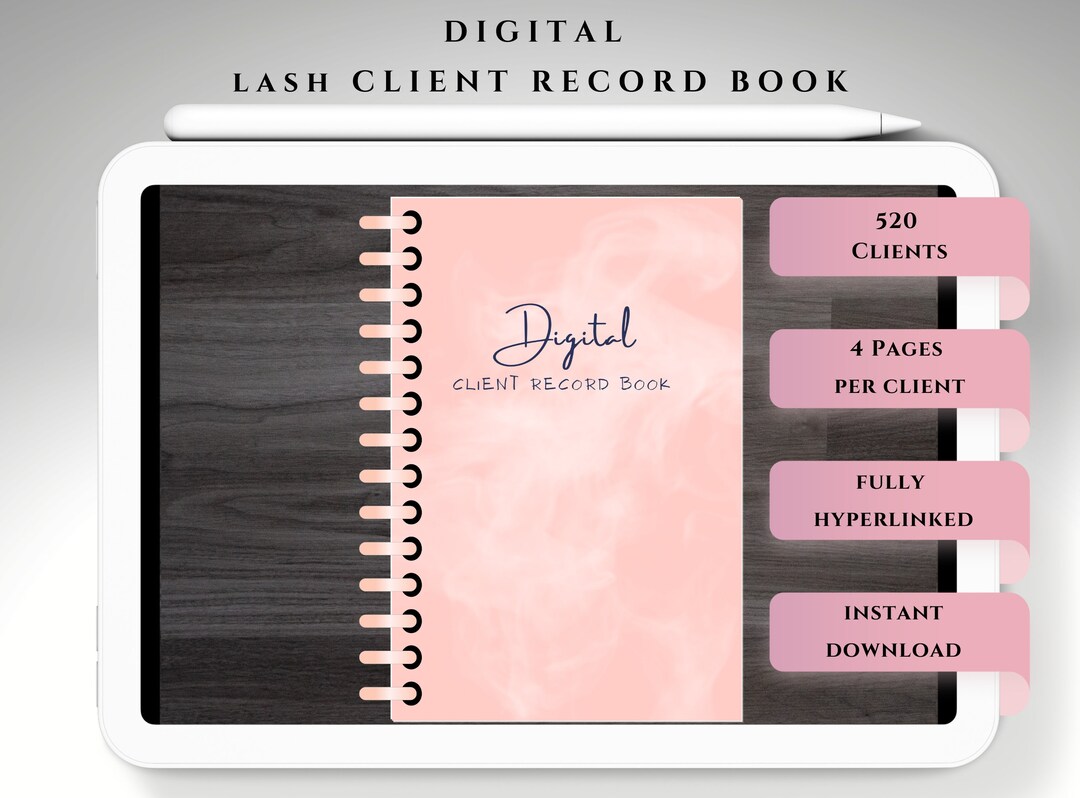 Pink Digital Lash Tech Client Record Book - Digital Download - Business ...