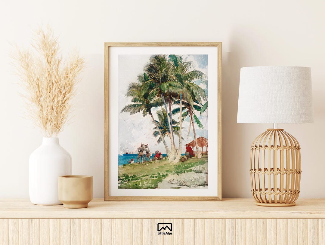 Vintage Beach Side Painting by Famous Artist Fine Art Watercolor Print ...