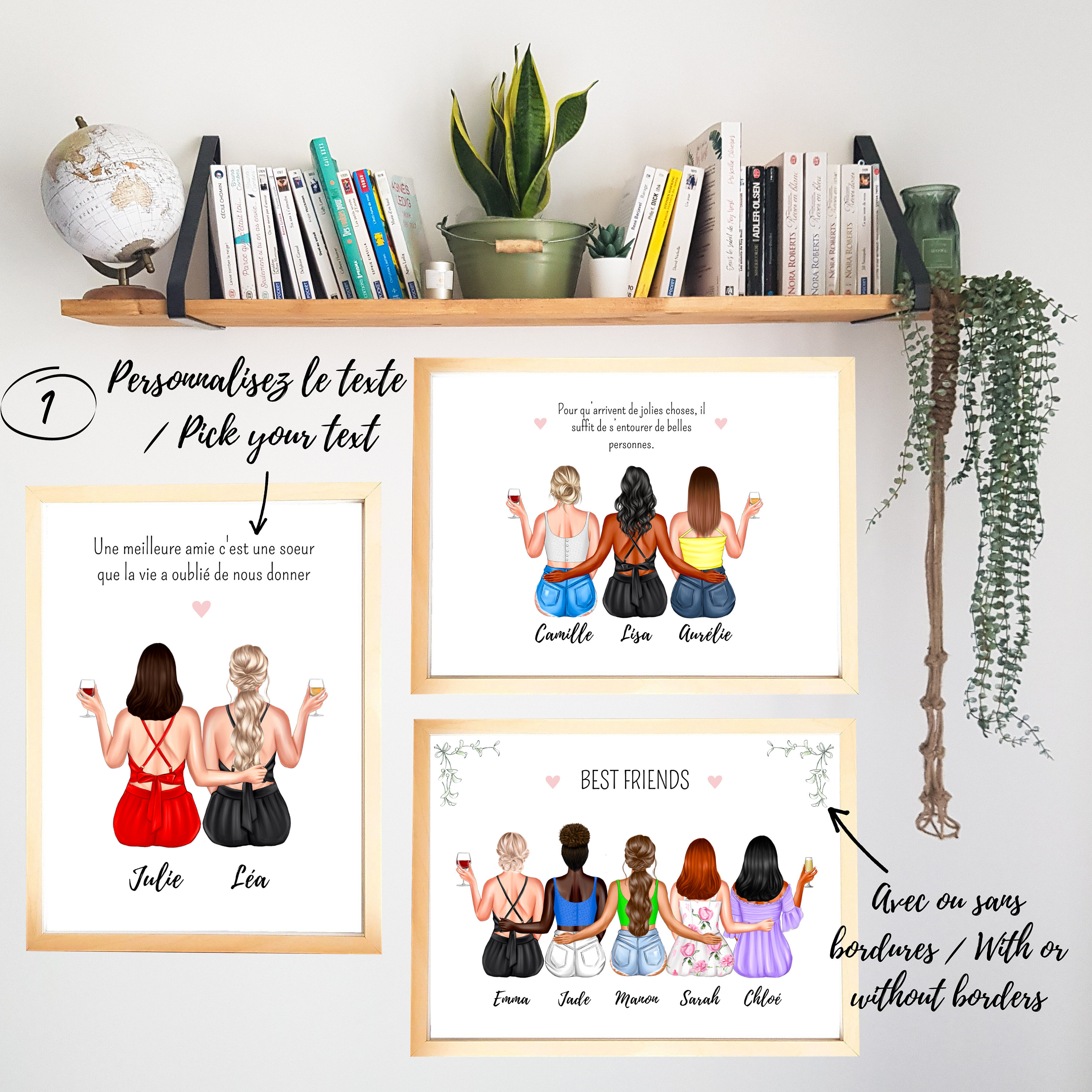 Affiche amis, cadeaux pour amis, cadeau meilleure amie, cadeau copine ...