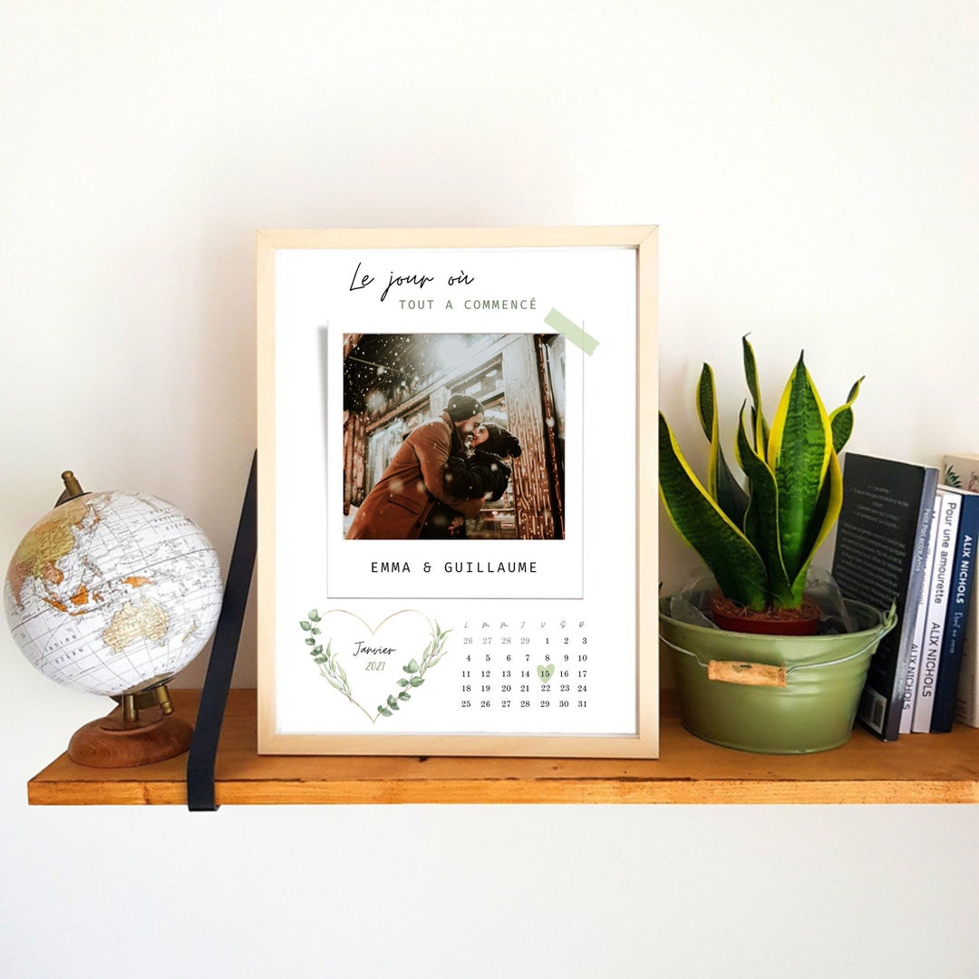 Personalized Couple Poster With Photo, Meeting Date Calendar ...