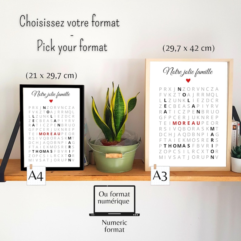 Personalized Family Poster With Word Search, Christmas Family Poster ...