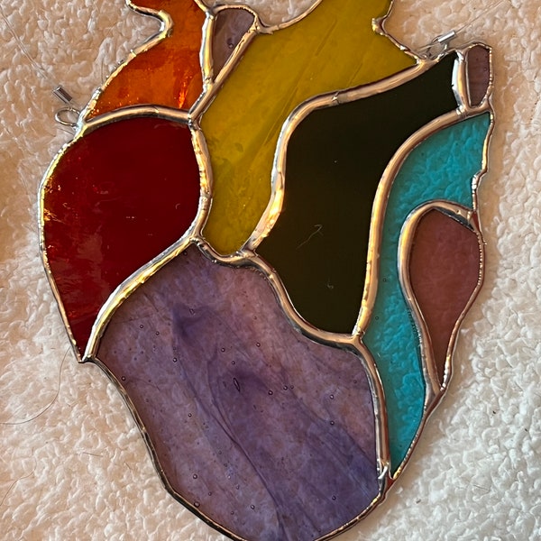 Stained Glass Art Anatomical Heart - Etsy