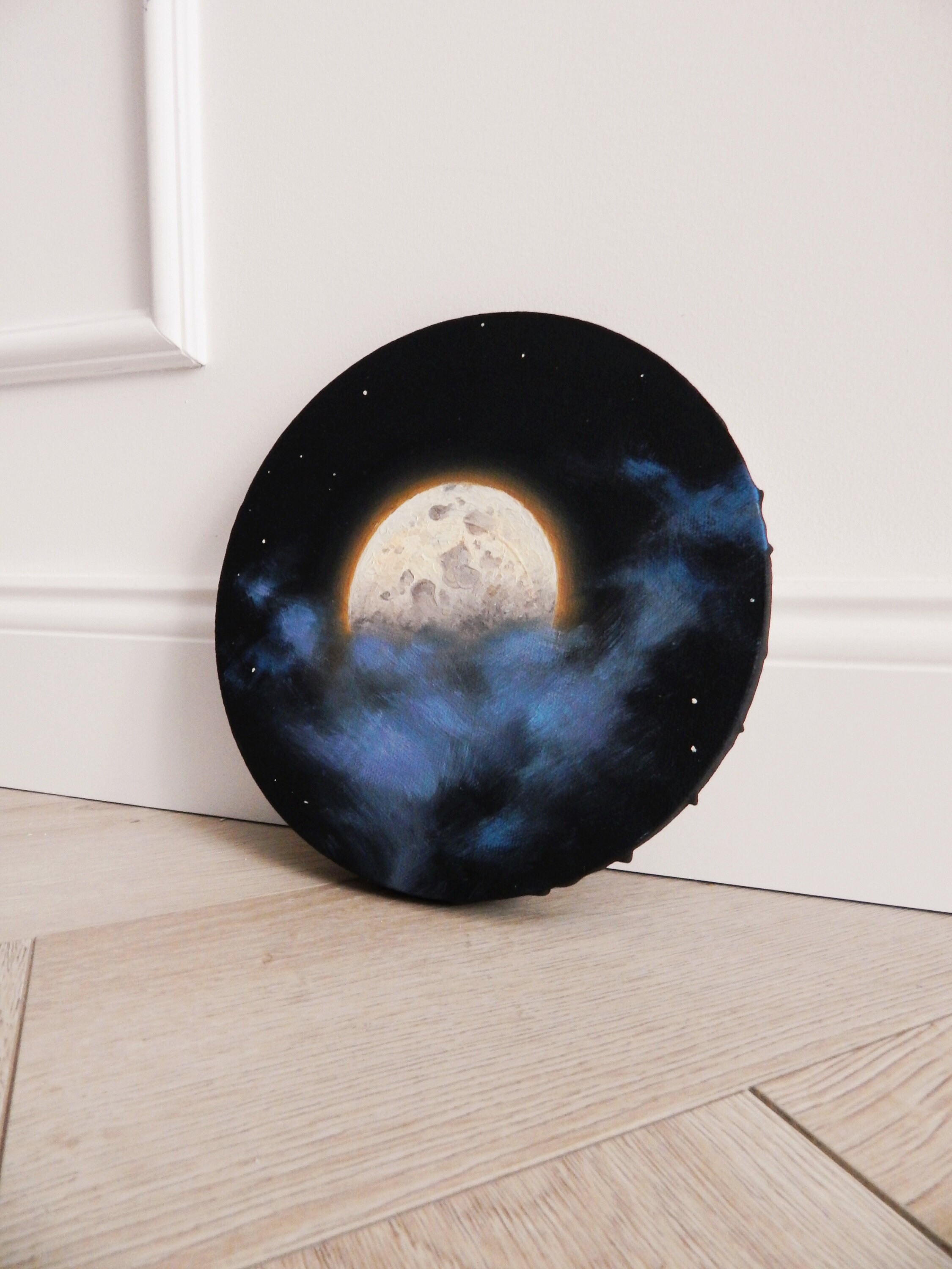 Round Painting, Original Oil on Canvas, Realistic Artwork, Magic Art ...