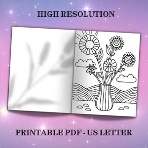 44 Coloring Pages, BOHO FLOWERS, Coloring Book for Adults and Kids ...