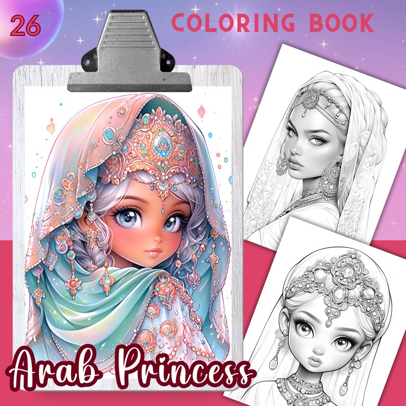 ARAB PRINCESS Coloring Pages 26 Coloring Book for Adults and - Etsy