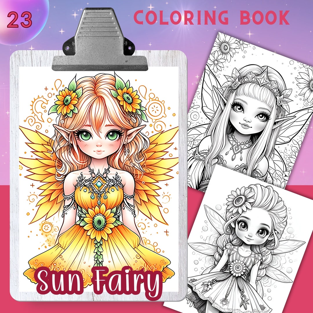 SUN FAIRY Coloring Book, Relaxing and Inspiring Designs for Stress ...