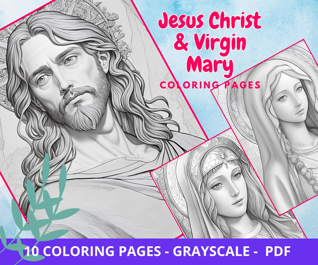 Jesus Christ & Virgin Mary 10 Coloring Pages Coloring Book - Etsy