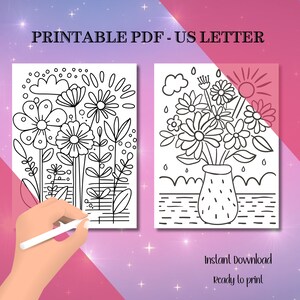 44 Coloring Pages, BOHO FLOWERS, Coloring Book for Adults and Kids ...