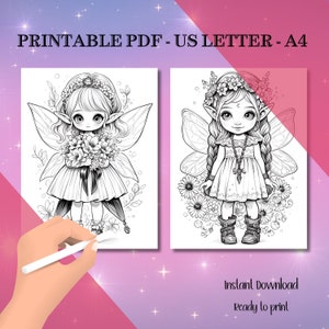 FLOWER FAIRY - 25 Coloring Pages, Coloring Book for Adults and Kids ...