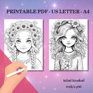 FLOWER GIRLS Part-1 Coloring Pages, 22 Coloring Book for Adults and ...