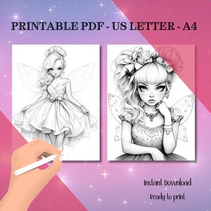 PINUP FAIRIES 25 Coloring Pages, Coloring Book for Adults and Kids ...