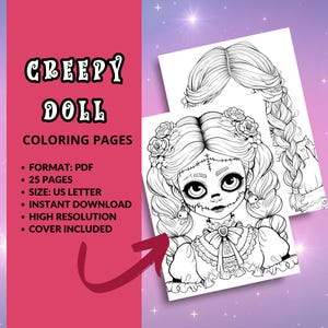 CREEPY DOLLS Coloring Book, 25 Coloring Pages for Adults and Kids ...