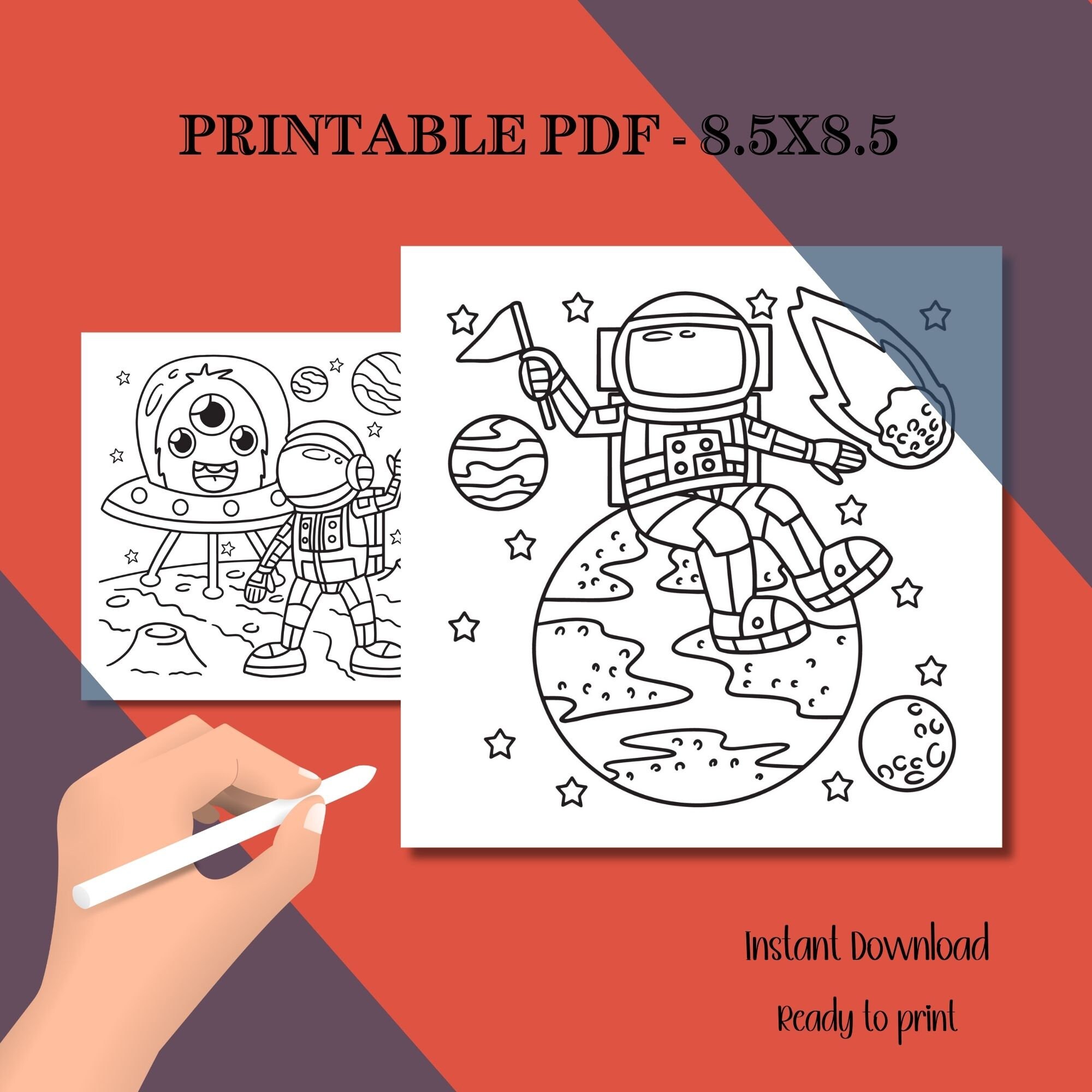 44 Coloring Pages, SPACE Bold & Easy, Coloring Book for Adults and Kids ...