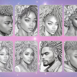 25 Coloring Pages, Afro, Curly, Dreadlock Style, Grayscale, Coloring ...