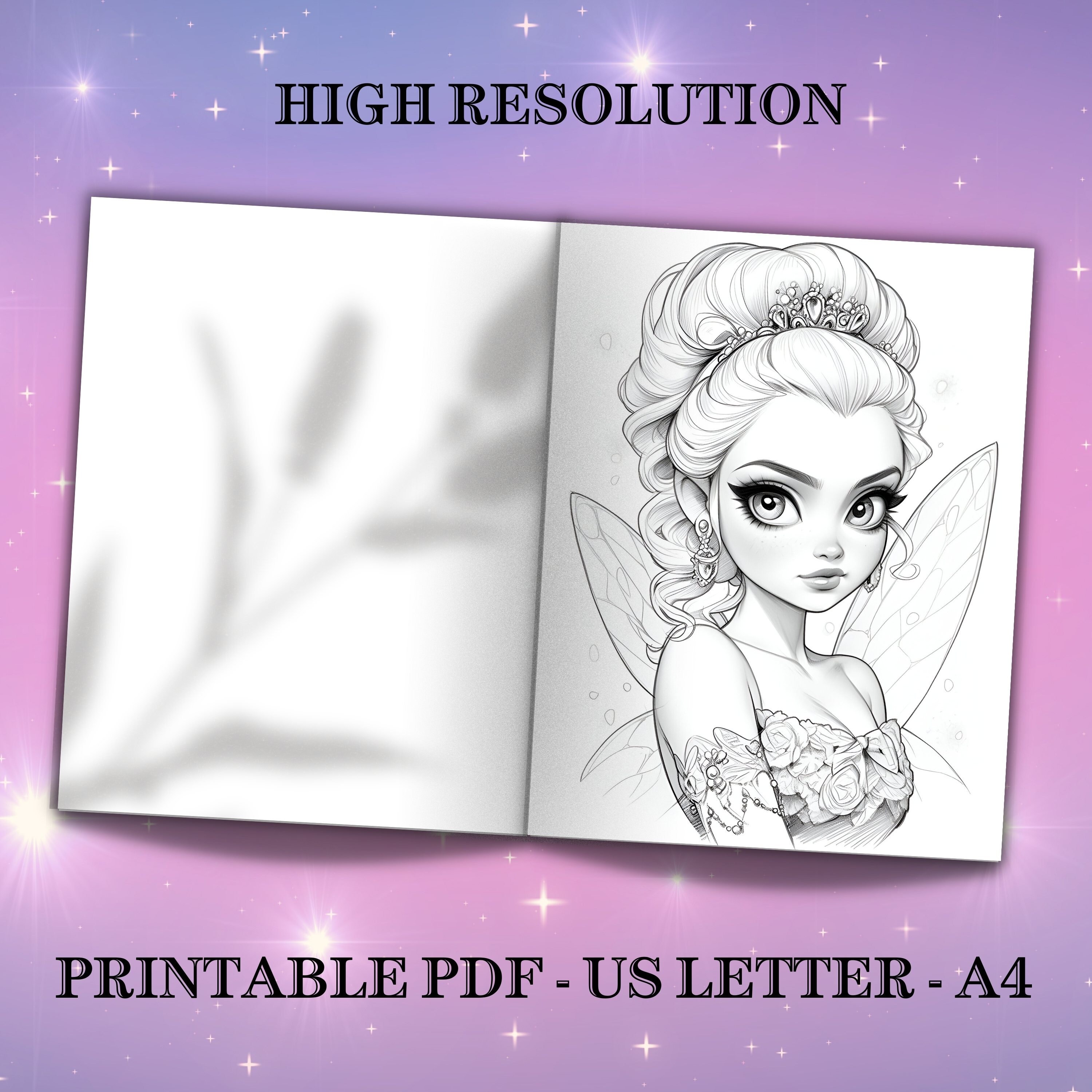 PINUP FAIRIES - 25 Coloring Pages, Coloring Book for Adults and Kids ...