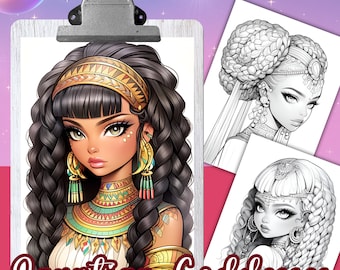 50 Egyptian Goddesses Coloring Pages, Coloring Book for Adults and Kids ...