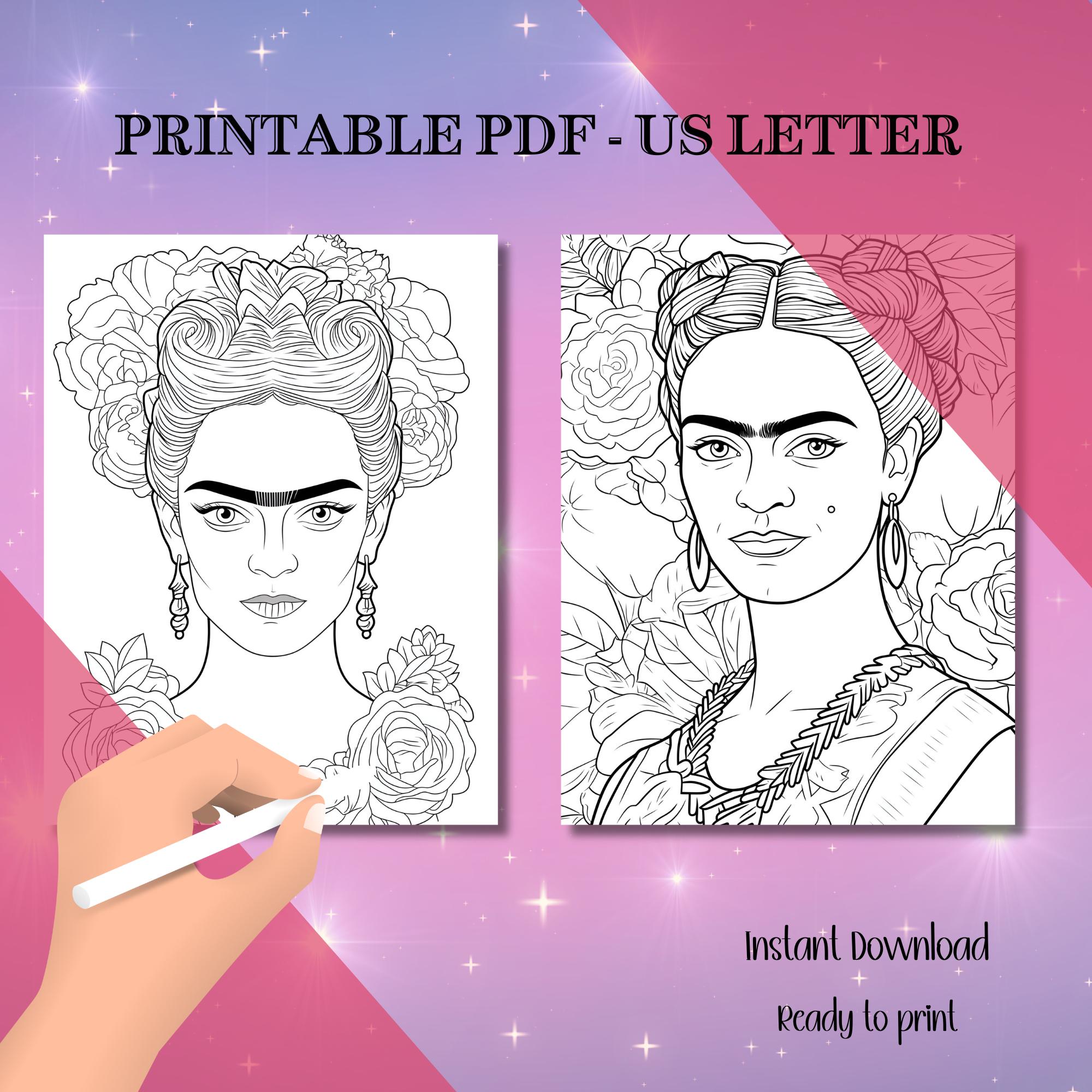 Coloring Book, FRIDA KAHLO, 30 Coloring Pages for Adults and Kids ...