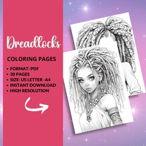DREADLOCKS HAIRSTYLES Coloring Book, 30 Coloring Pages for Adults and ...