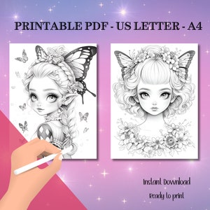 BUTTERFLY FAIRIES 25 Coloring Pages, Coloring Book for Adults and Kids ...