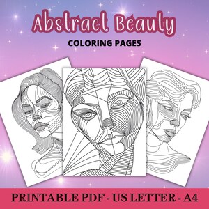 ABSTRACT BEAUTY Coloring Book, 20 Coloring Pages for Adults, Coloring ...