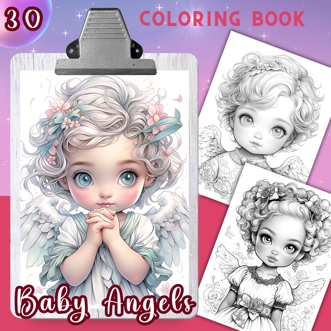 BABY ANGELS - 30 Coloring Pages, Coloring Book for Adults and Kids ...
