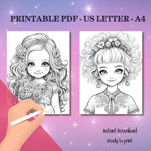 FLOWER GIRLS Part-1 Coloring Pages, 22 Coloring Book for Adults and ...