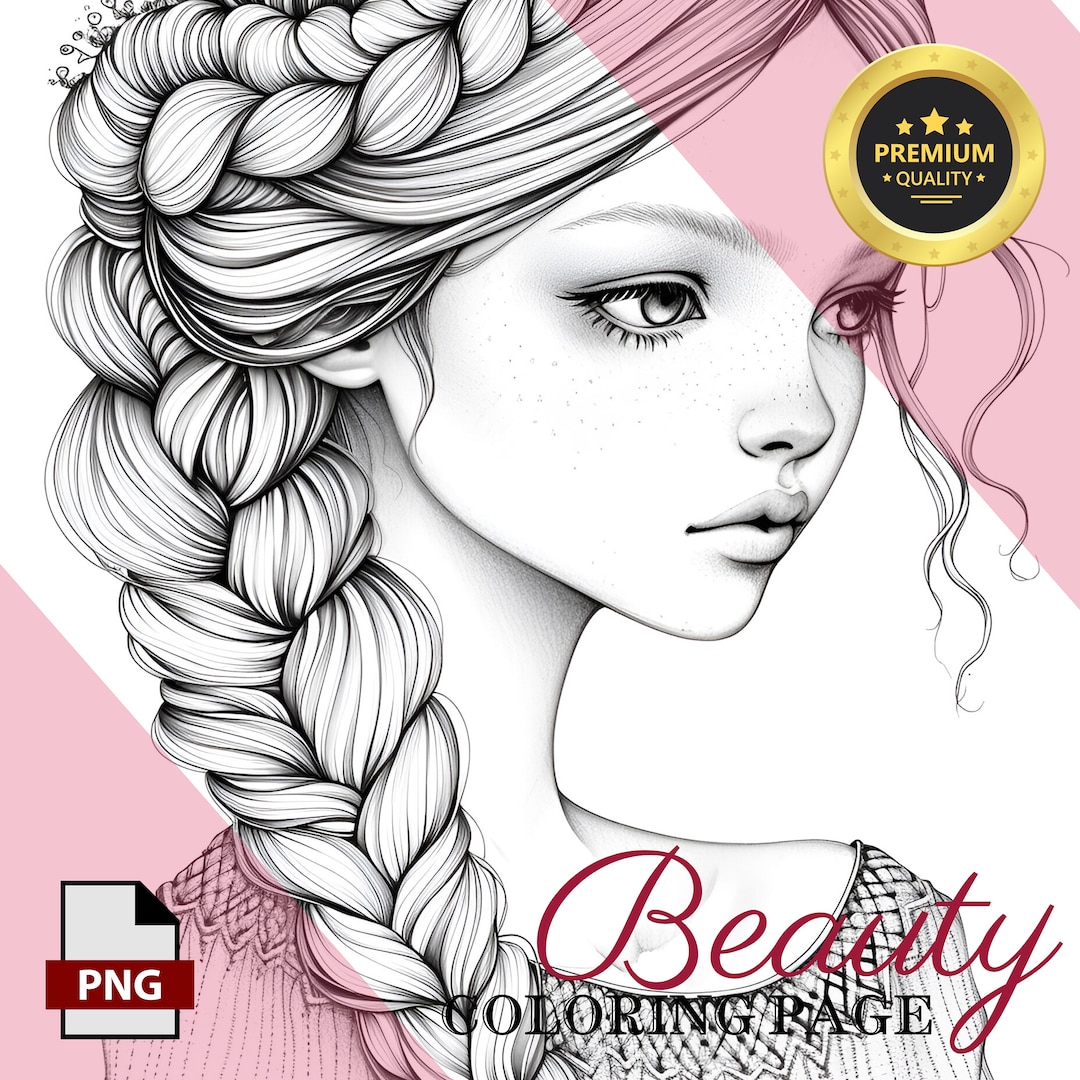 Coloring Page, BEAUTY 2, Premium, Adult Coloring Page, Pretty Lady ...