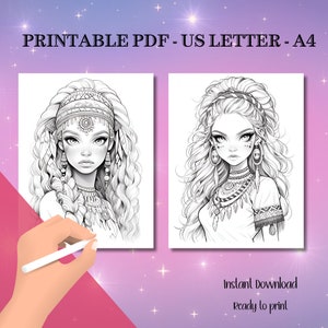 NATIVE AMERICAN Girls - 35 Coloring Pages, Coloring Book for Adults and ...