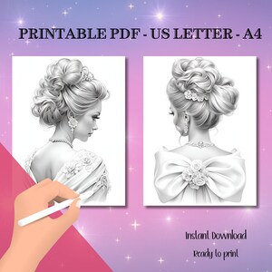 ELEGANT UPDOS - 24 Coloring Pages, Coloring Book for Adults and Kids ...