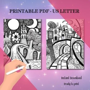 ABSTRACT, 44 Coloring Pages, Coloring Book for Adults and Kids, Stress ...