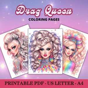 DRAG QUEEN - 26 Coloring Pages, Coloring Book for Adults, Fashion ...